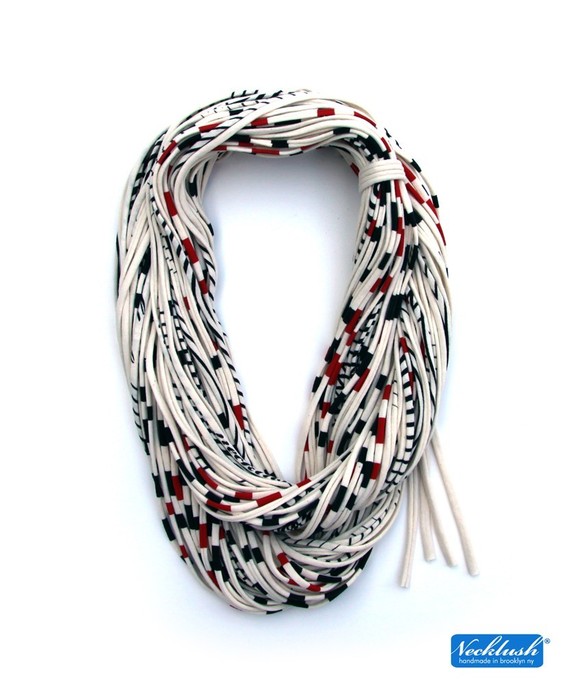 Cream White, Red Black Stripe, Scarf, Mens Womens, Infinity, Spring on ...