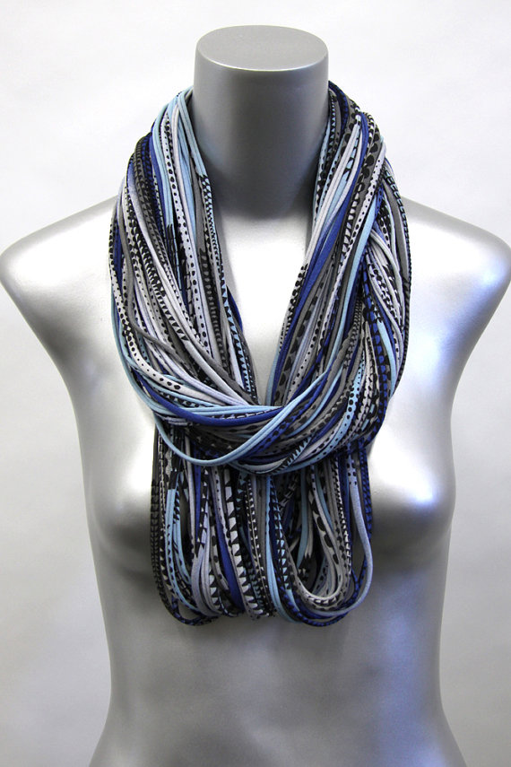 Hipster Scarf, Blue Chunky Infinity Scarf, Blue Winter Scarf, Large ...