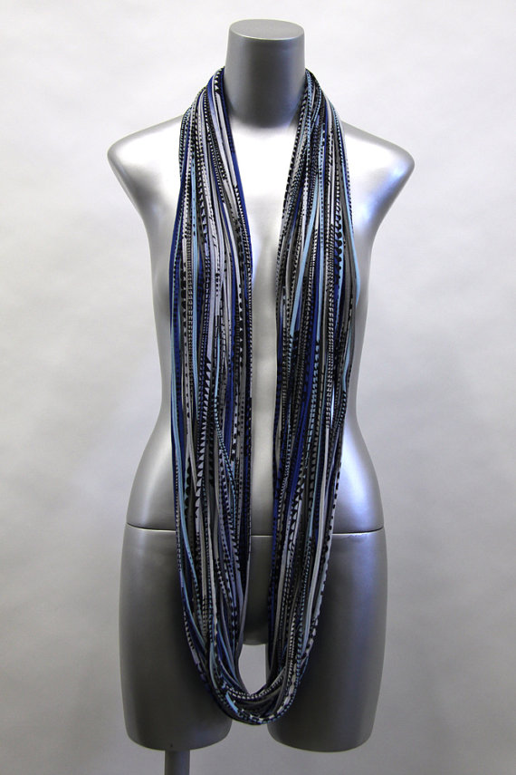 Hipster Scarf, Blue Chunky Infinity Scarf, Blue Winter Scarf, Large ...